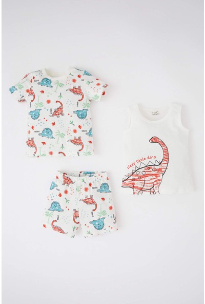 DeFacto Erkek Bebek Regular Fit Desenli Tişört Atlet Şort Pijama Takım X8890A222SM DeFacto Erkek Bebek Regular Fit Desenli Tişört Atlet Şort Pijama Takım X8890A222SM