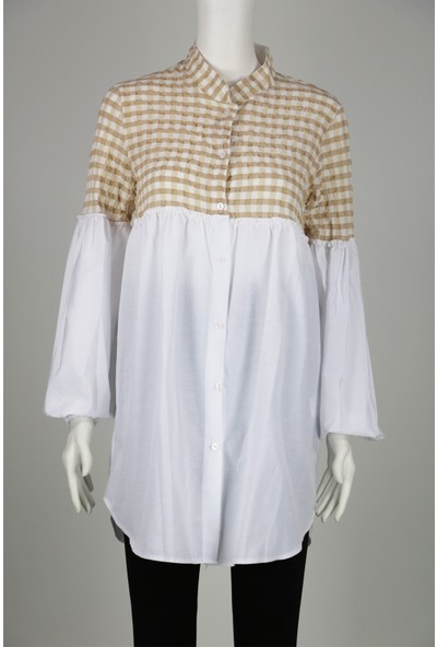 Camel Üst Pötikare Desenli Gömlek Camel Üst Pötikare Desenli Gömlek