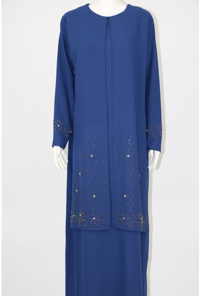 Indigo Taşlı Anne Abiye Elbise Indigo Taşlı Anne Abiye Elbise