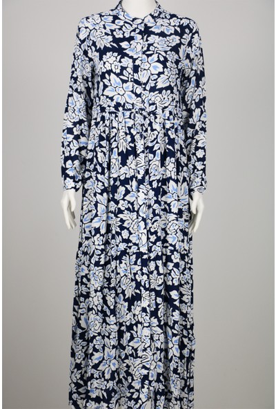 Mavi Desenli Elbise