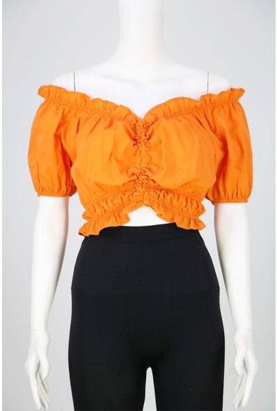 Turuncu Önü Büzgülü Crop