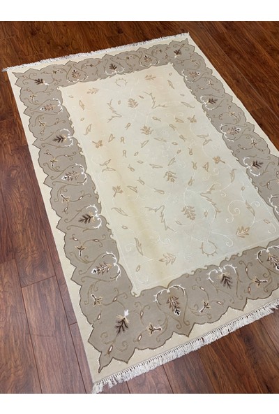 Nepal Art Yün ve Bambu Ipeği El Dokuma Halı Kahve