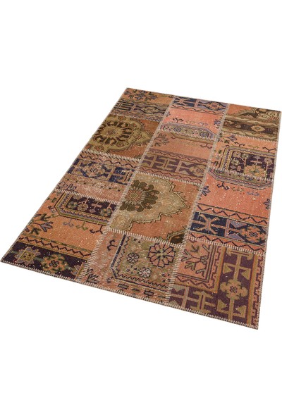 %100 Yün El Dokuma Halı Kırkyama Patchwork Halı Bakır 120X180 %100 Yün El Dokuma Halı Kırkyama Patchwork Halı Bakır 120X180