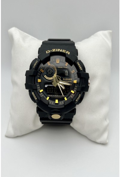 D-ZINER Alarmlı Işıklı Takvimli Kronometreli Spor Siyah Erkek Kol Saati G623Z