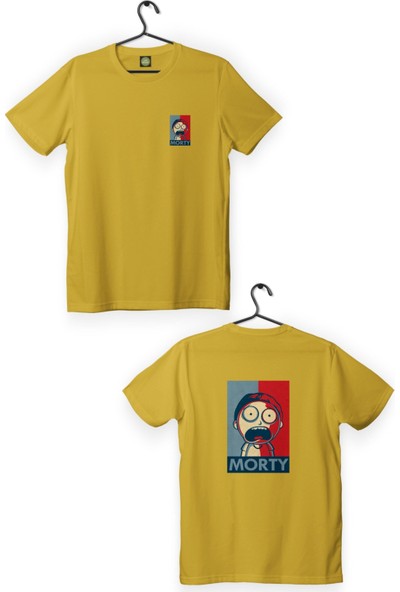 Morty Ön Arka Baskılı Bisiklet Yaka Kısa Kollu Tişört YTKTRD1390 Morty Ön Arka Baskılı Bisiklet Yaka Kısa Kollu Tişört YTKTRD1390