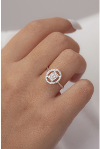 Ateş Gold Baget Model Kadın Gümüş Yüzük