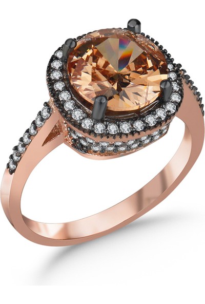 Ateş Gold Elmas Montür Kadın Gümüş Yüzük Ateş Gold Elmas Montür Kadın Gümüş Yüzük