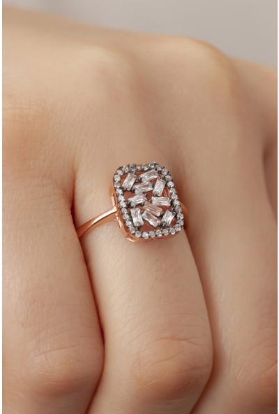 Ateş Gold Gümüş Baget Yüzük