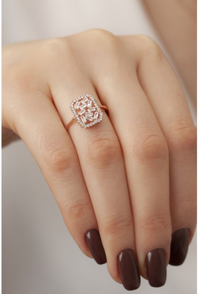 Ateş Gold Gümüş Baget Yüzük