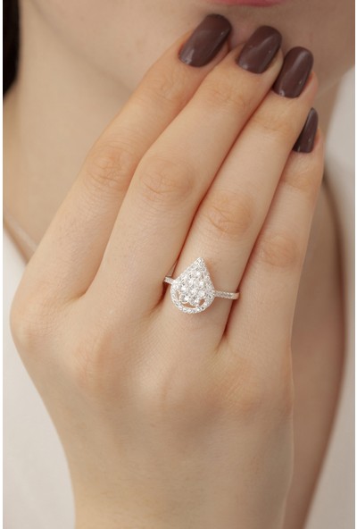 Ateş Gold Gümüş Damla Yüzük