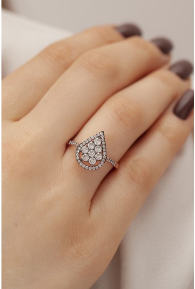 Ateş Gold Gümüş Damla Yüzük