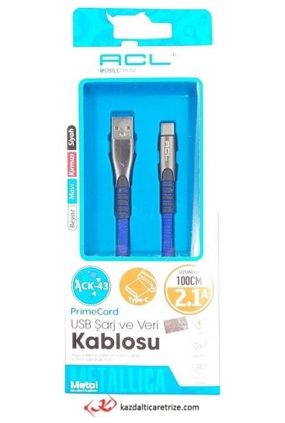Komodo Acl Cep Telefonu USB Şarj ve Veri Kablosu 2.1A 1m (Type-C) / Ack-43 Komodo Acl Cep Telefonu USB Şarj ve Veri Kablosu 2.1A 1m (Type-C) / Ack-43
