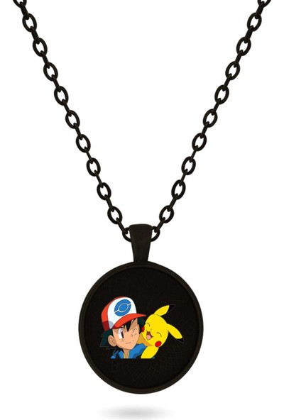 Rowalsi Ash-Pikaçu Baskılı Zincirli Kolye YTKTRD477