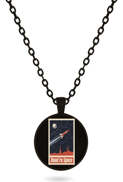 Road-To-Space Baskılı Zincirli Kolye YTKTRD511