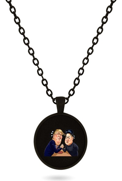 Rowalsi Trump-Kim Baskılı Zincirli Kolye YTKTRD090