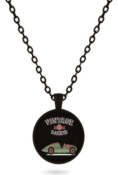 Rowalsi Vintage-Racing Baskılı Zincirli Kolye YTKTRD293