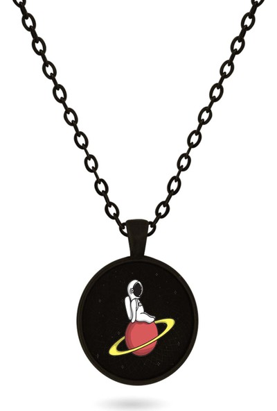 Saturn Bey Baskılı Zincirli Kolye YTKTRD108
