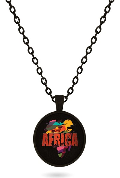 Rowalsi Africa Baskılı Zincirli Kolye YTKTRD369