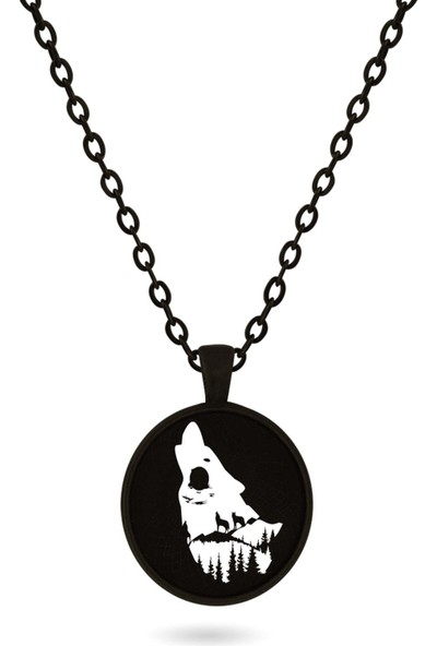 Rowalsi Kurt Silueti Baskılı Zincirli Kolye YTKTRD161