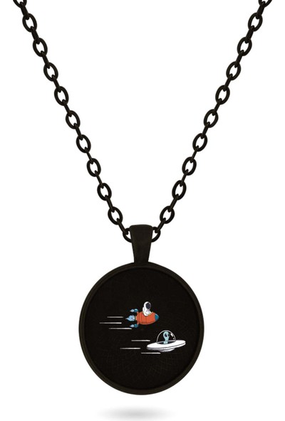 Rowalsi Uzaylı-Astronot Baskılı Zincirli Kolye YTKTRD175