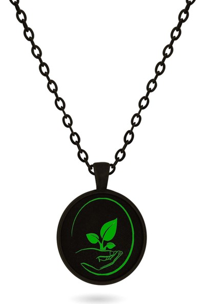 Rowalsi Yeşil Yaprak Baskılı Zincirli Kolye YTKTRD025 Rowalsi Yeşil Yaprak Baskılı Zincirli Kolye YTKTRD025