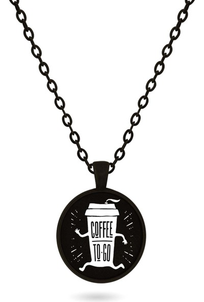 Rowalsi Coffee To Go Baskılı Zincirli Kolye YTKTRD275