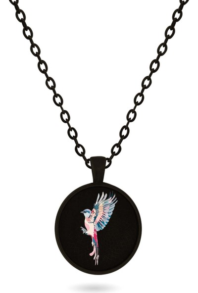 Rowalsi Kuş Baskılı Zincirli Kolye YTKTRD336