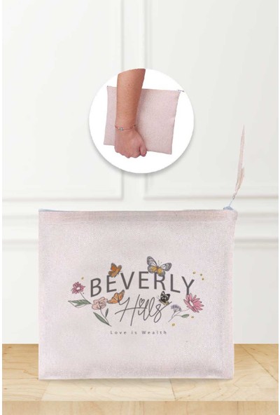 Gizeo Concept Beverlyhills Desenli Keten Makyaj Çantası