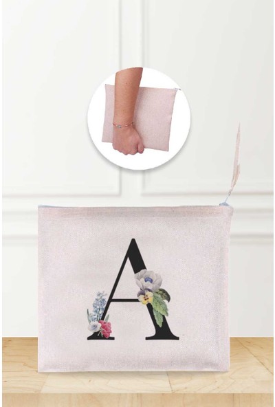 Gizeo Concept A Harfli Desenli Keten Makyaj Çantası Gizeo Concept A Harfli Desenli Keten Makyaj Çantası