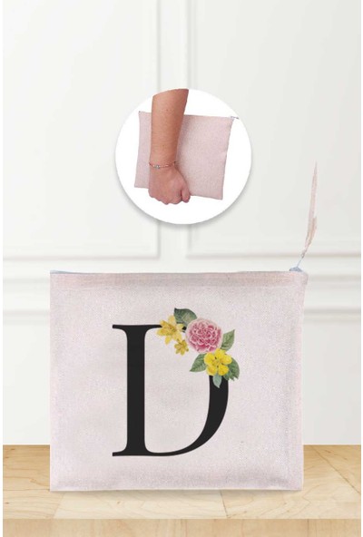 Gizeo Concept D Harfli Desenli Keten Makyaj Çantası Gizeo Concept D Harfli Desenli Keten Makyaj Çantası