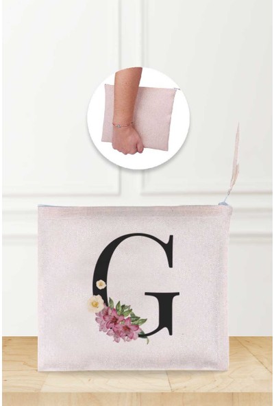 Gizeo Concept G Harfli Desenli Keten Makyaj Çantası Gizeo Concept G Harfli Desenli Keten Makyaj Çantası