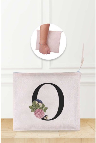 Gizeo Concept O Harfli Desenli Keten Makyaj Çantası Gizeo Concept O Harfli Desenli Keten Makyaj Çantası