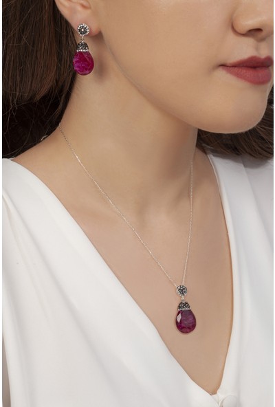 Ateş Gold Has Doğal Taş Kadın Gümüş Takı Seti Ateş Gold Has Doğal Taş Kadın Gümüş Takı Seti