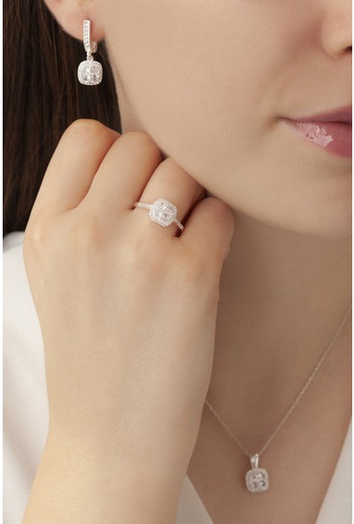 Ateş Gold 925 Ayar Kare Model Gümüş Set Ateş Gold 925 Ayar Kare Model Gümüş Set