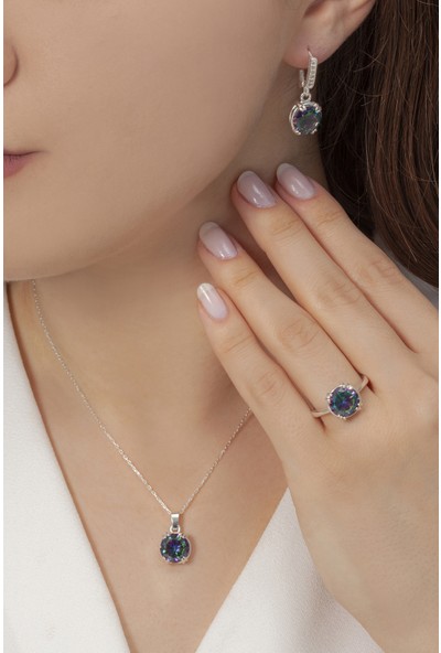 Ateş Gold Mistik Topaz Taşlı Gümüş Takı Seti Ateş Gold Mistik Topaz Taşlı Gümüş Takı Seti