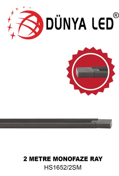 HS.1652-S 2 mt Siyah Monofaze Ray Kolay Montaj ve Kullanım Uzun Ömür