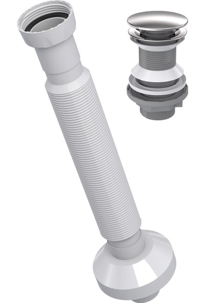 Monavit Çelik Kapaklı ABS Klik Klack Lavabo Süzgeci ve Ø32 Sifon Monavit Çelik Kapaklı ABS Klik Klack Lavabo Süzgeci ve Ø32 Sifon