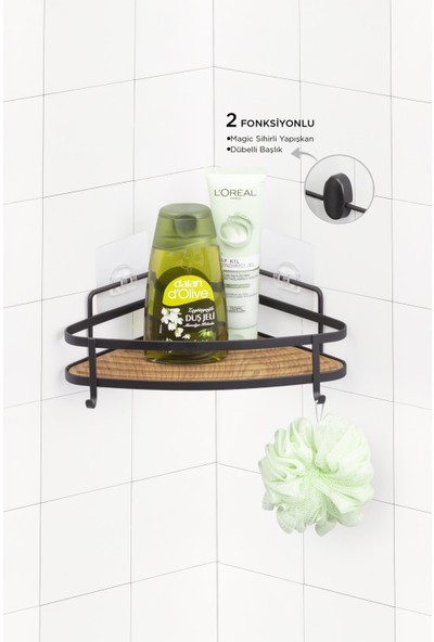 Okyanus Home 2 Fonksiyonlu Siyah Elegans Lamalı Üçgen Banyo Rafı - Ister Yapıştır Ister Vidala Okyanus Home 2 Fonksiyonlu Siyah Elegans Lamalı Üçgen Banyo Rafı - Ister Yapıştır Ister Vidala