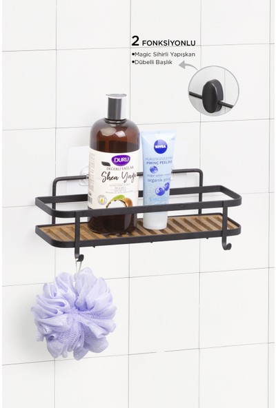 Okyanus Home 2 Fonksiyonlu Siyah Elegans Lamalı Dikdörtgen Banyo Rafı - Ister Yapıştır Ister Vidala Okyanus Home 2 Fonksiyonlu Siyah Elegans Lamalı Dikdörtgen Banyo Rafı - Ister Yapıştır Ister Vidala