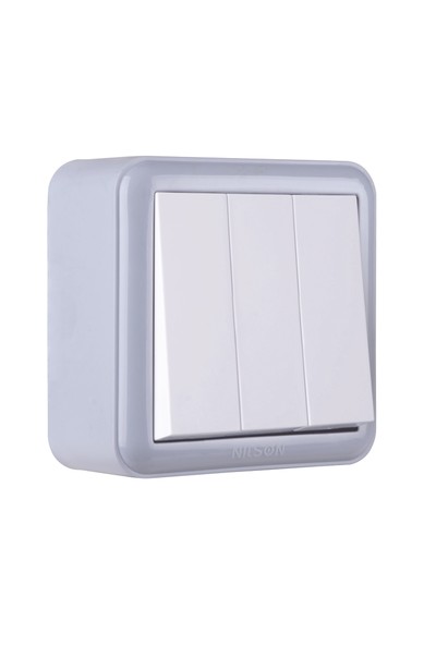 Nilson Unique Gri-Beyaz Sıva Üstü 3'Lü Anahtar