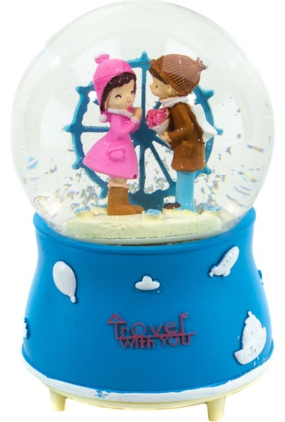 Mix Oyuncak Kar Küresi Kurmalı Büyük Boy Denizdeki Aşıklar Kar Küresi