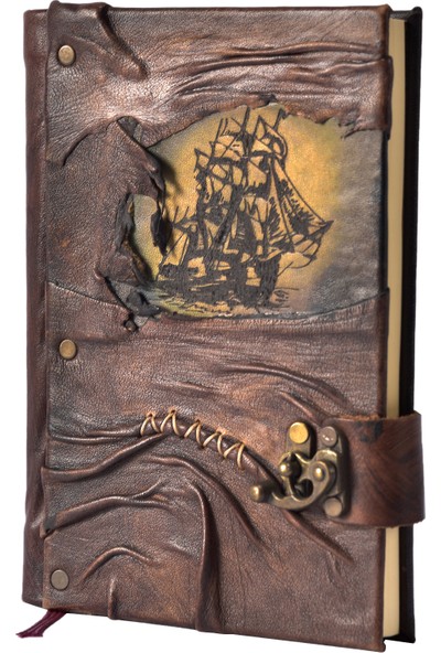 Şamua Kağıt El Yapımı Anı Günlük Ajanda Defter Gemi Kahverengi