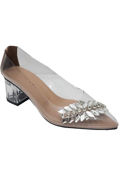 Aydemir 8705 Şeffaf Topuk Taşlı Kadın Ayakkabı