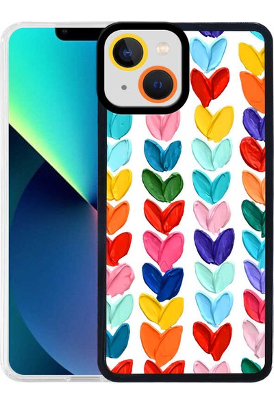 Case 4U Apple iPhone 13 Kılıf M-Fit Kalp Desenli Kapak Heart NO6 Renkli Case 4U Apple iPhone 13 Kılıf M-Fit Kalp Desenli Kapak Heart NO6 Renkli