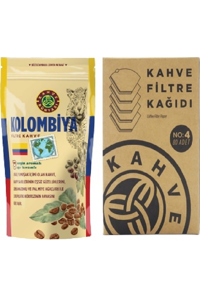 Kahve Dünyası Kolombiya Filtre Kahve 250GR + Filtre Kağıdı