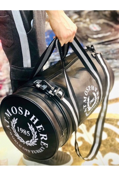 Unisex Siyah Silindir Ayarlanabilir Askılı Fitnes Sporcu El ve Omuz Çantası Spor Çanta Fitness