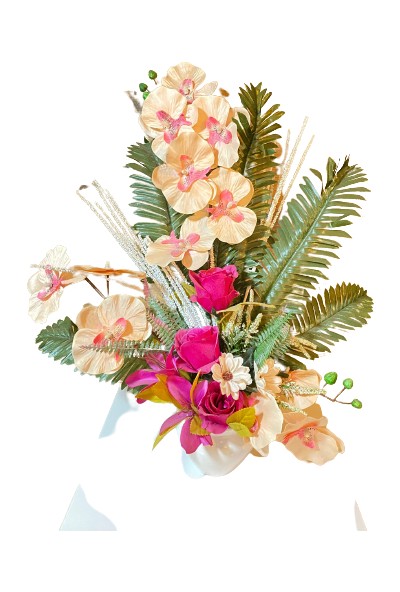 Kalaycıoğlu Konsept Krem ve Pembe Renk Karışık Çiçek Tanzimli Vazo Kalaycıoğlu Konsept Krem ve Pembe Renk Karışık Çiçek Tanzimli Vazo