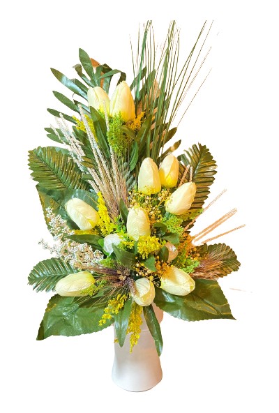 Kalaycıoğlu Konsept Krem Renk Lale Çiçek Tanzimli Vazo