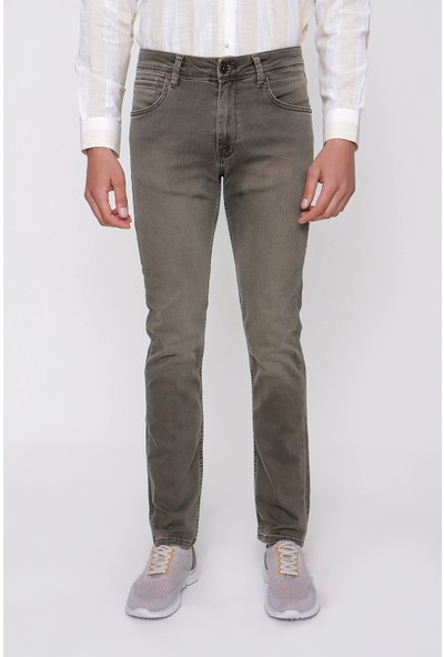 Morven Erkek Haki Costa Denim Dinamik Fit Jean Kot Pantolon