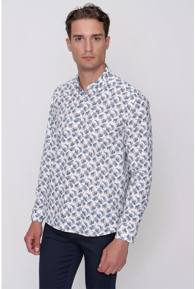 Morven Erkek Kahverengi Merida Slim Fit Dar Kesim Baskılı Uzun Kollu Gömlek Morven Erkek Kahverengi Merida Slim Fit Dar Kesim Baskılı Uzun Kollu Gömlek